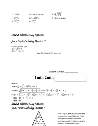 2012 JV Mathacre Ciphering Questions | DOCX | Physics | Science