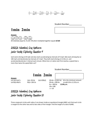 2012 JV Mathacre Ciphering Questions | DOCX | Physics | Science