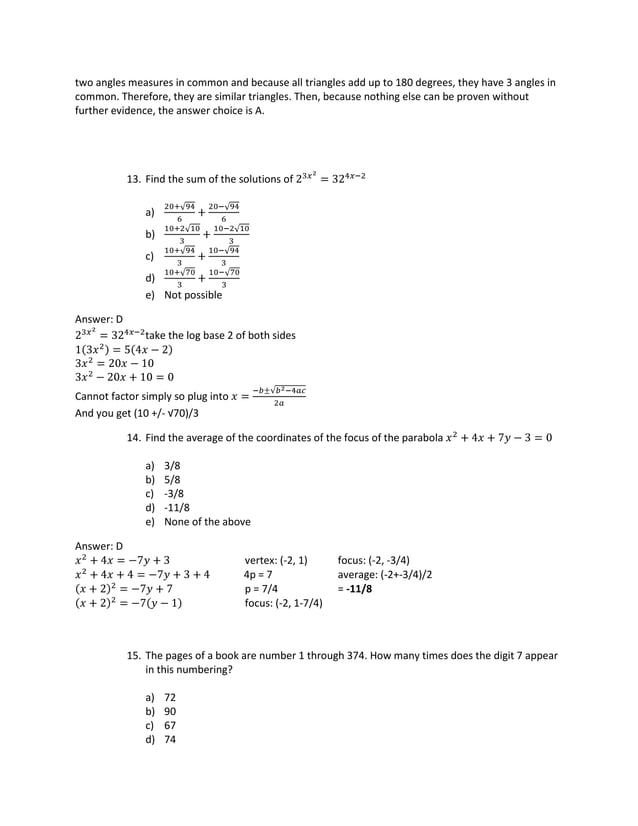 2012 Mathacre JV Written Test | DOCX
