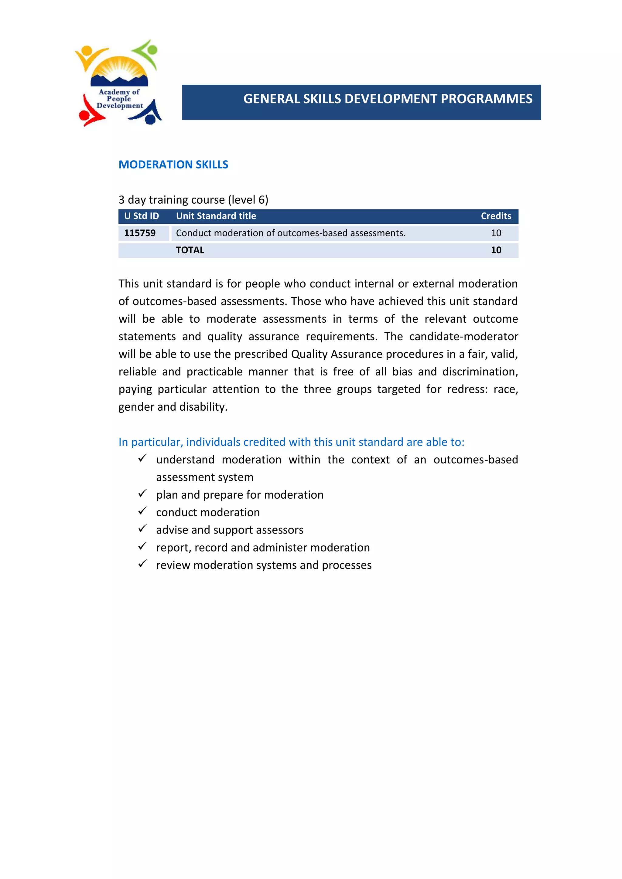 moderation skills course outline | PDF