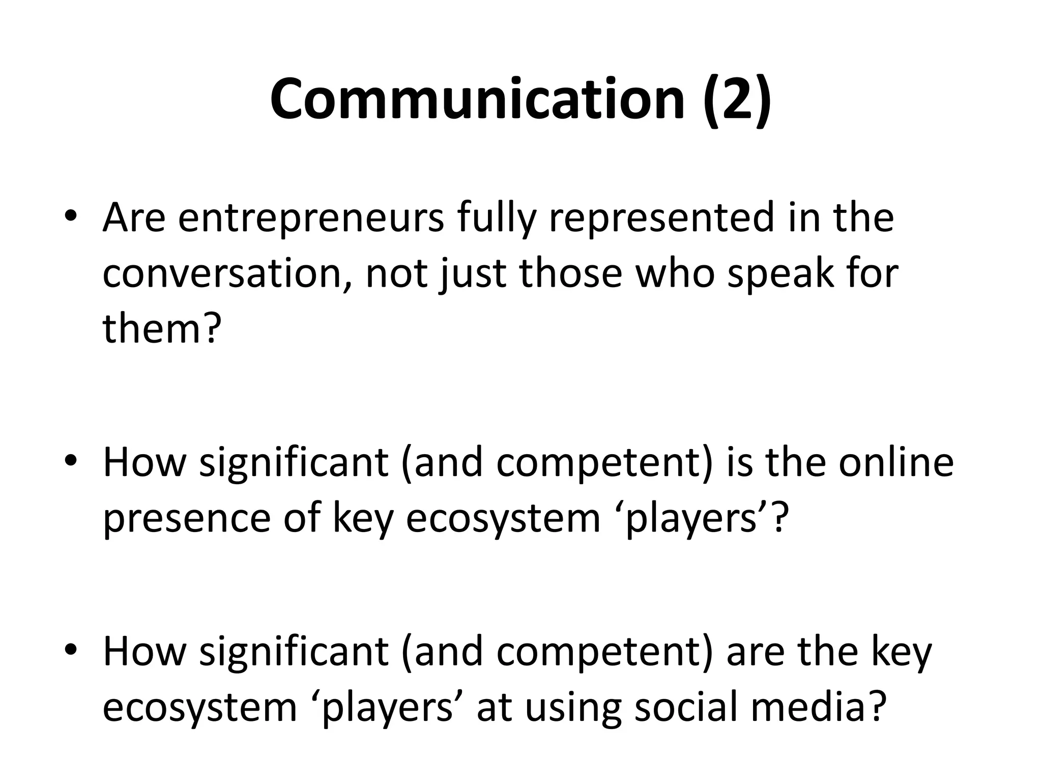 Entrepreneurial ecosystem markers -slides | PDF