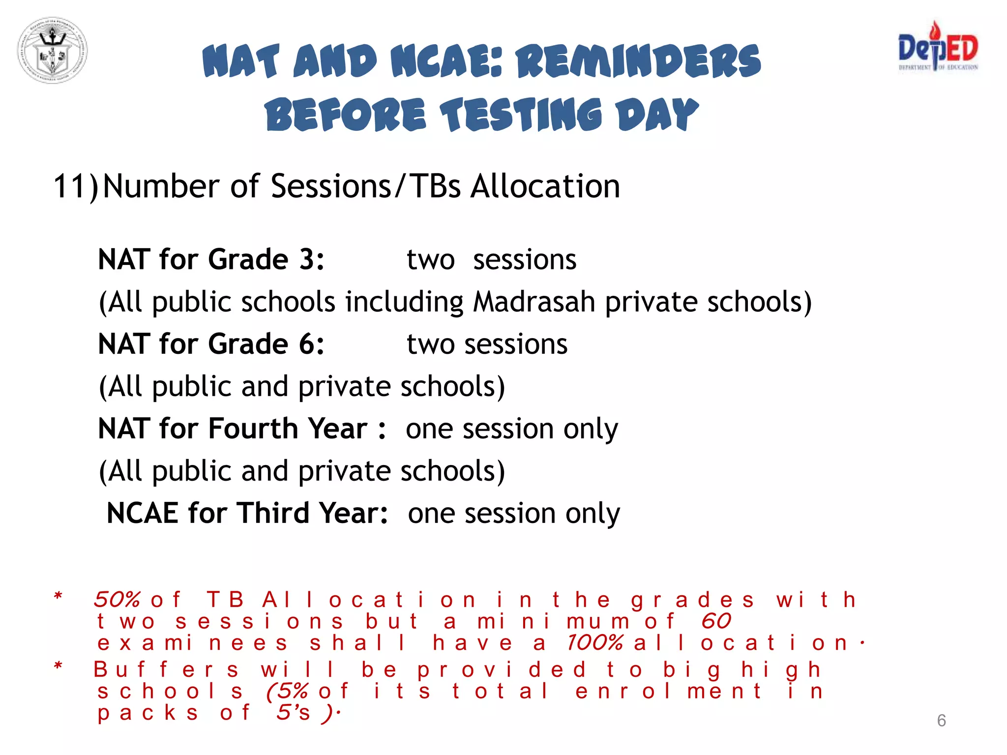 2012 NAT and NCAE | PPTX