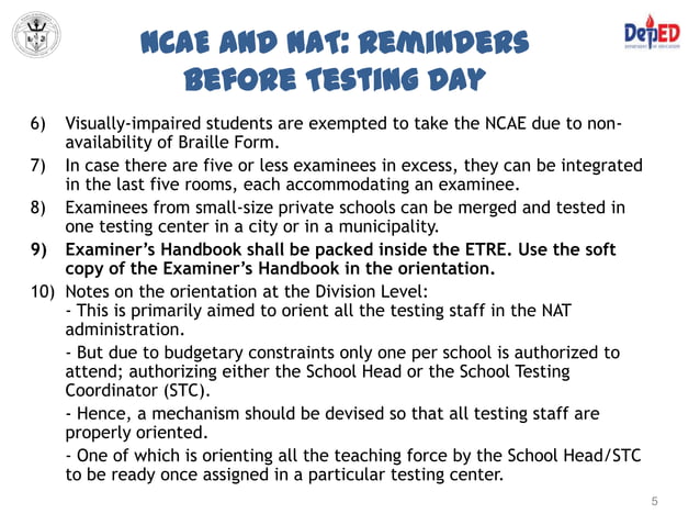 2012 NAT and NCAE | PPTX