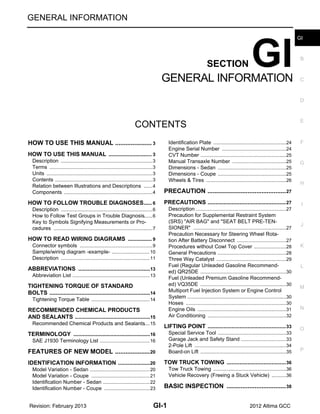 2012 nissan altima gcc service repair manual | PDF