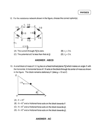 IIT-JEE Advanced 2012 Question Paper 1 | PDF