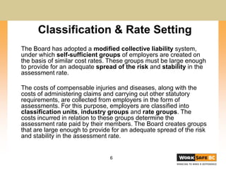 WorkSafeBC Classification, Rate Setting | PPTX