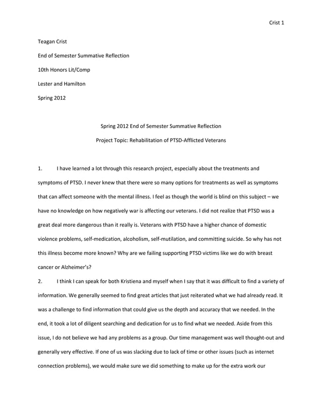 Teagan C - Summative Reflections | PDF