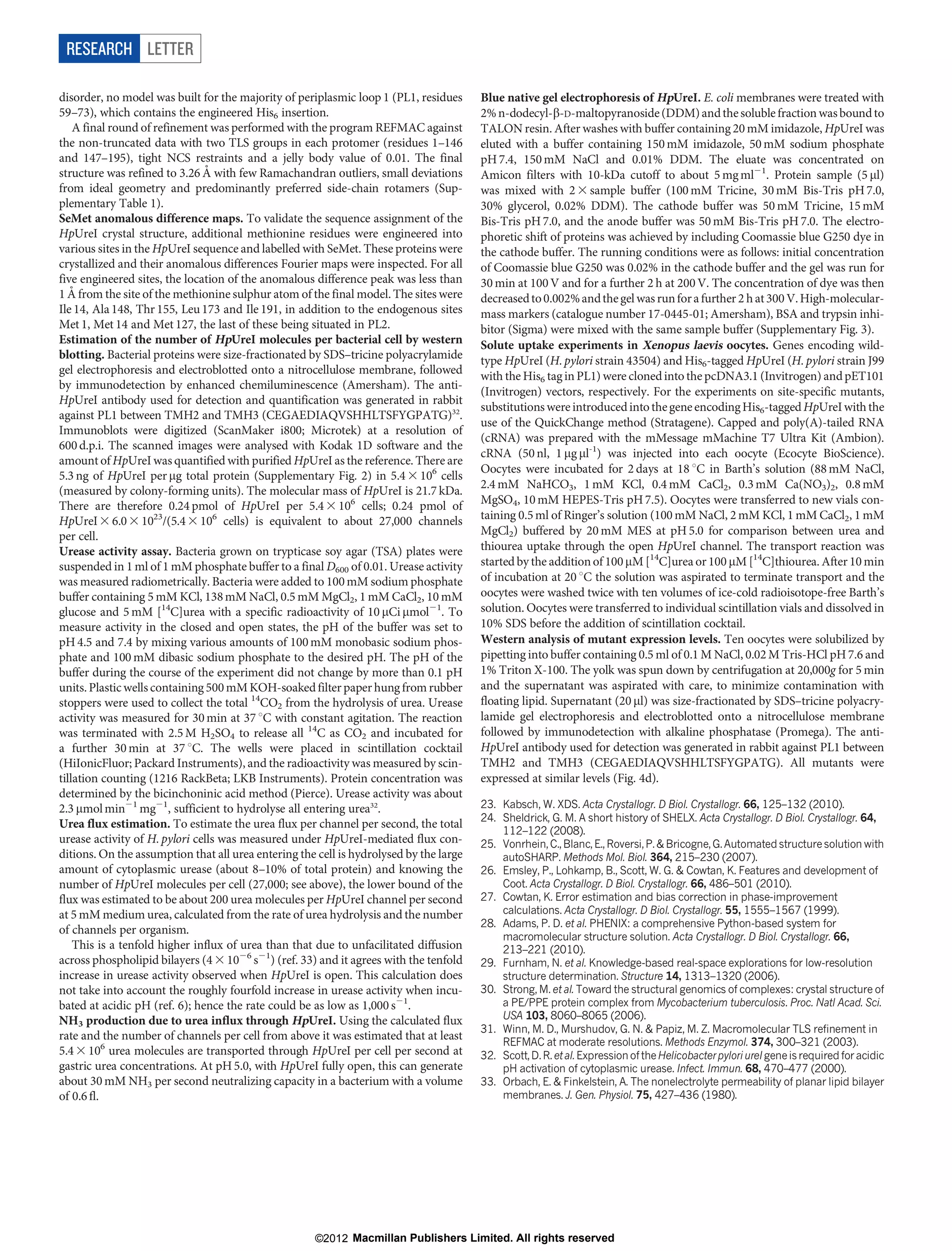2012 structure of the proton gated urea channel from the gastric ...