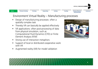 Virtual Reality in Manufacturing Processes: VDC-Whitepaper | PDF