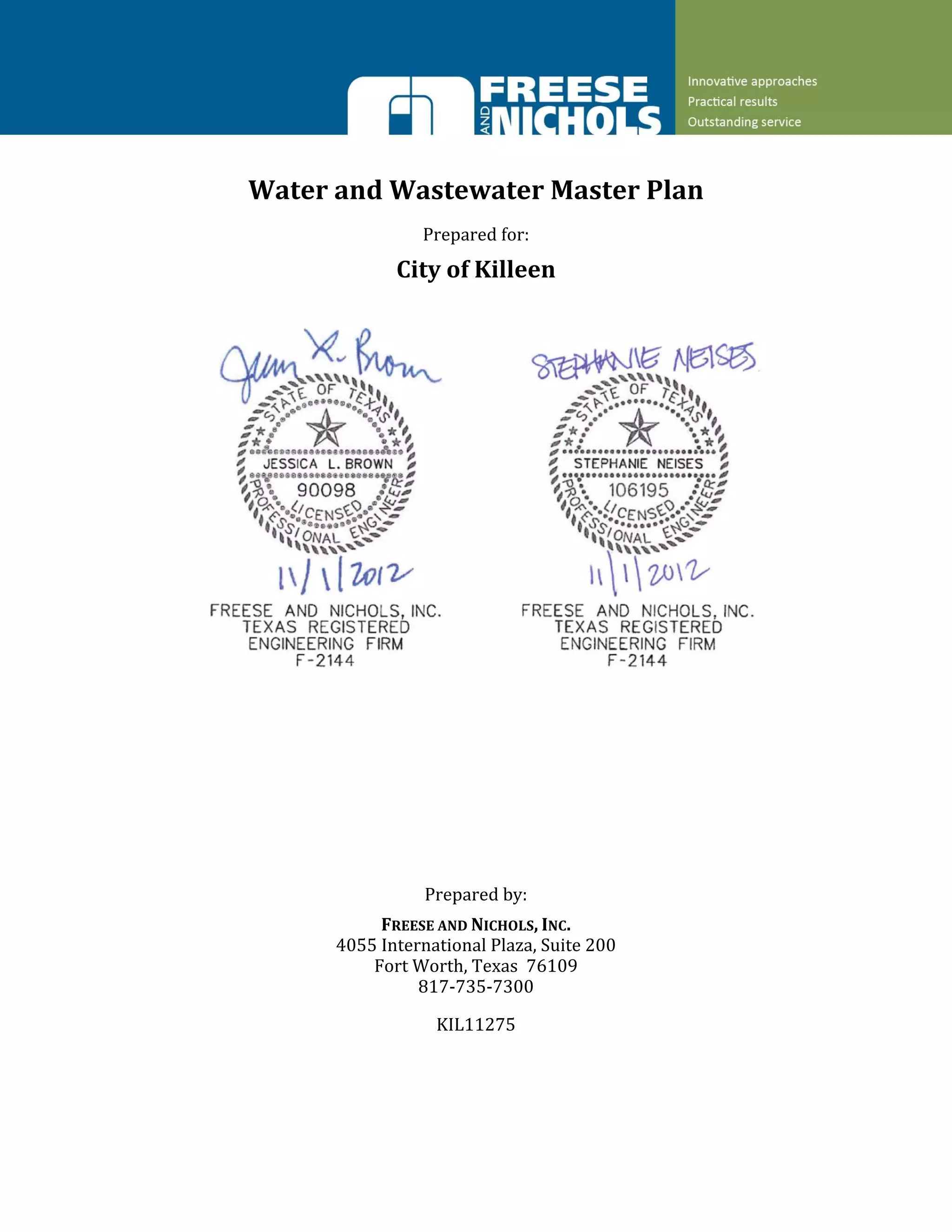 2012 Water & Wastewater Master Plan | PDF