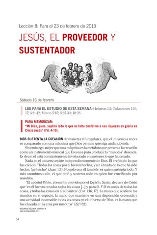 Leccion 08 - Jesus el proveedor y sustentador | PDF