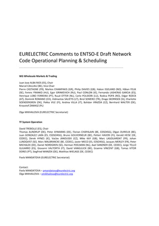 ENTSO-E Draft Network Code for Operational Planning & Scheduling | PDF