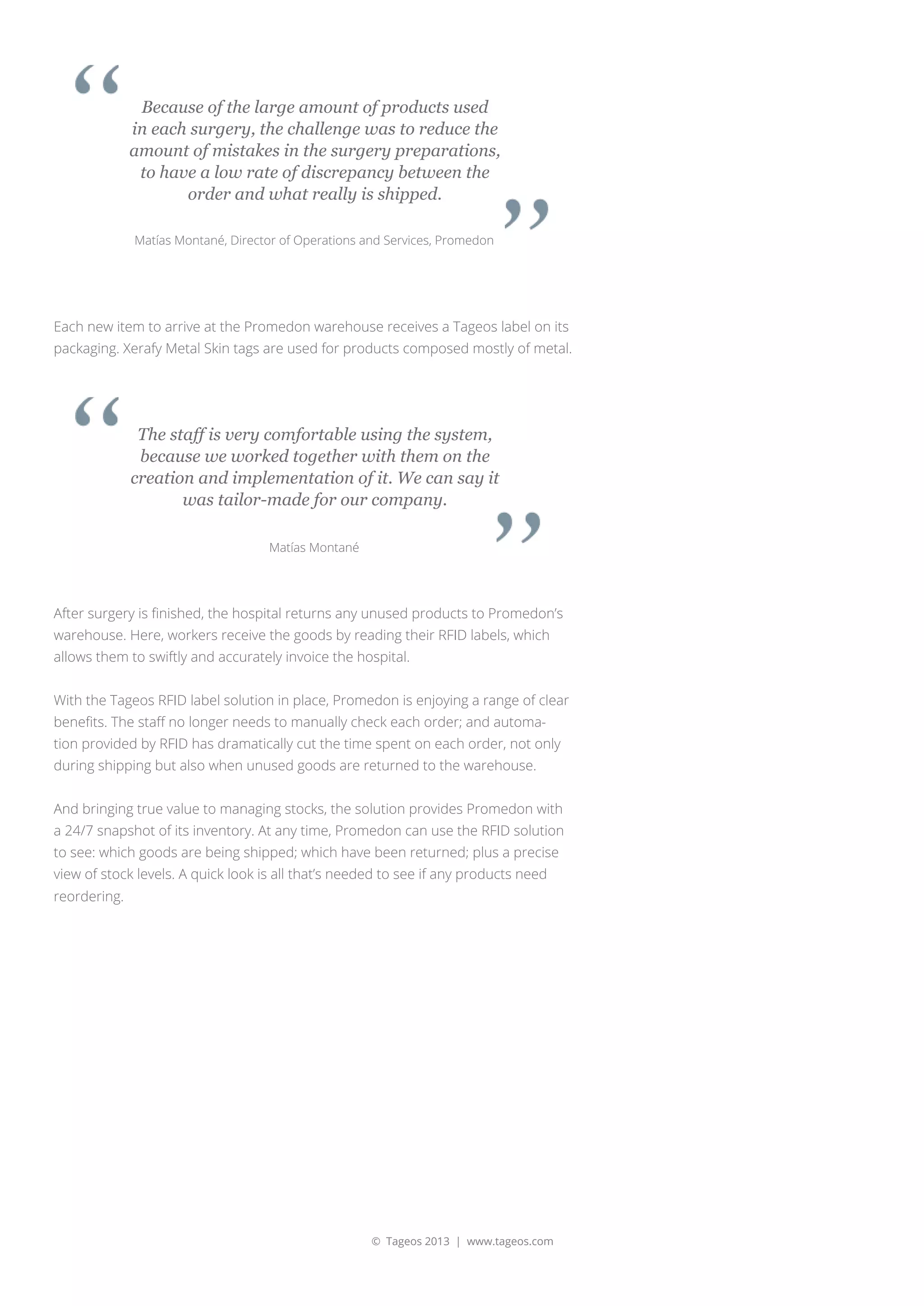 Tageos Case Study Healthcare - Promedon | PDF