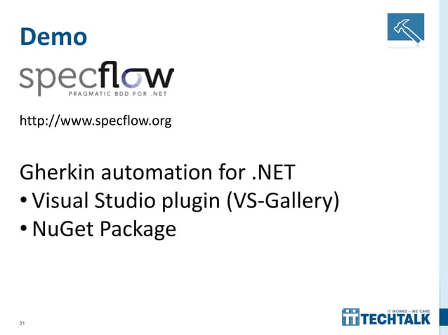 Tutorial: Implementing Specification-By-Example with Gherkin | PPT