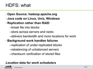 HDFS: Hadoop Distributed Filesystem | PPTX | Operating Systems | Computer Software and Applications