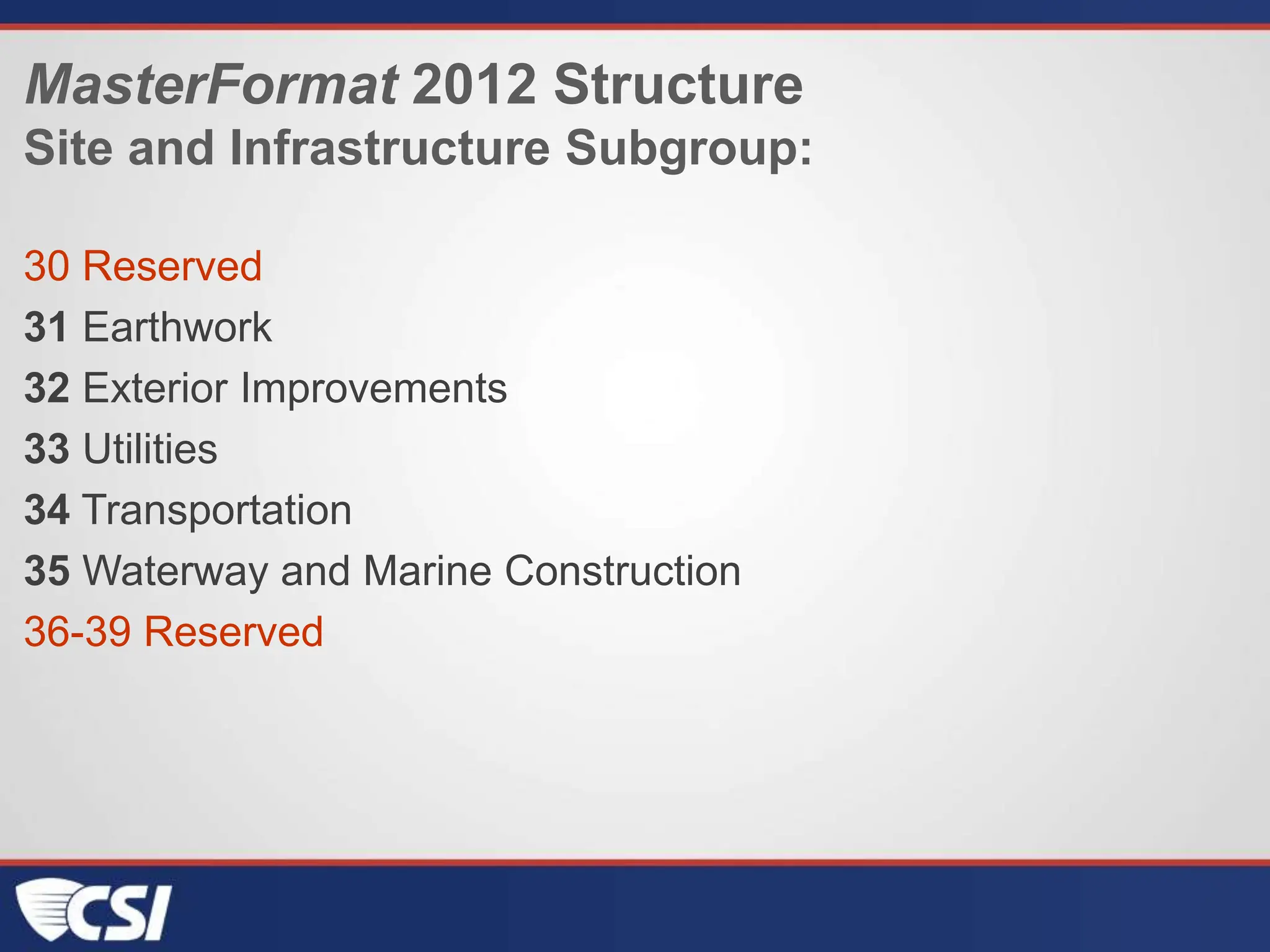 CSI MasterFormat REFERENCE DOCUMENT_20240227 | PPT