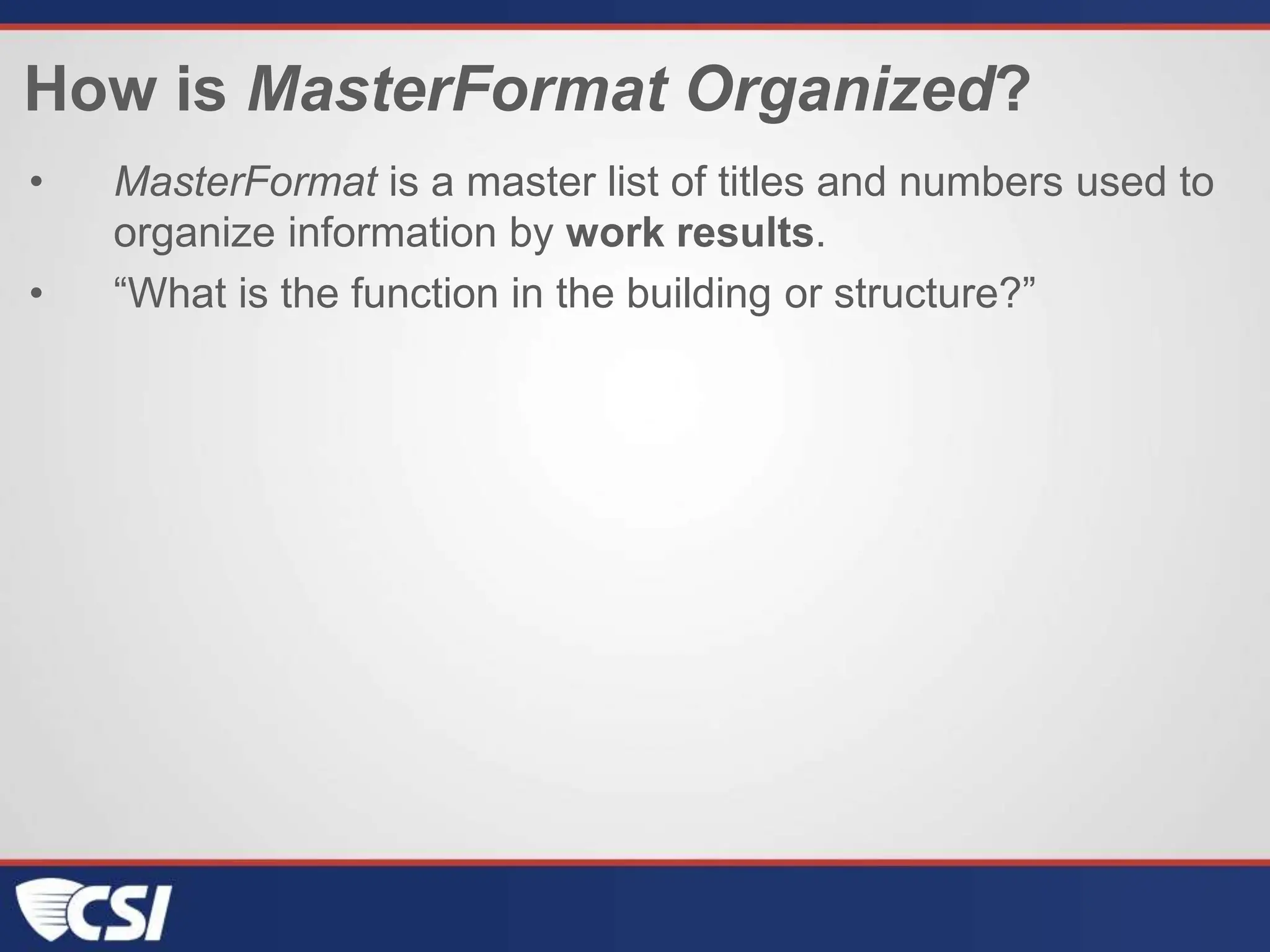 CSI MasterFormat REFERENCE DOCUMENT_20240227 | PPT