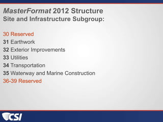 CSI MasterFormat REFERENCE DOCUMENT_20240227 | PPT | Construction ...