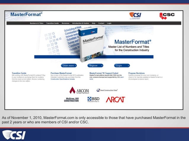 CSI MasterFormat REFERENCE DOCUMENT_20240227 | PPT | Construction ...