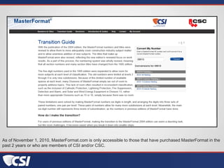 CSI MasterFormat REFERENCE DOCUMENT_20240227 | PPT | Construction ...