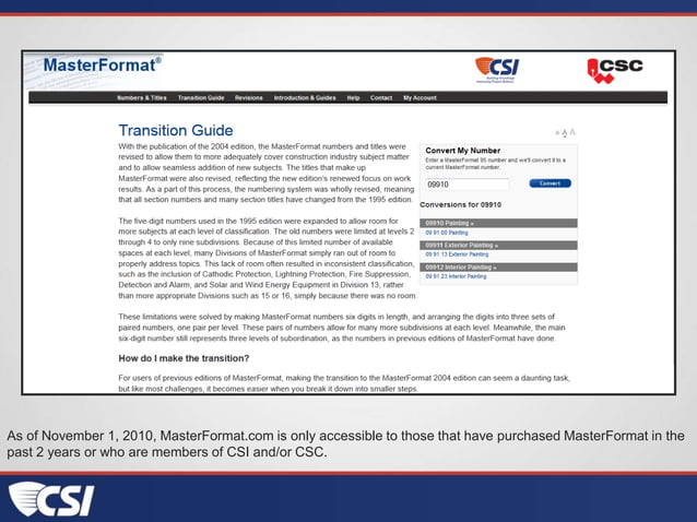 CSI MasterFormat REFERENCE DOCUMENT_20240227 | PPT | Construction ...