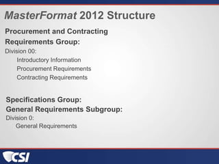 CSI MasterFormat REFERENCE DOCUMENT_20240227 | PPT | Construction Industry | Industries