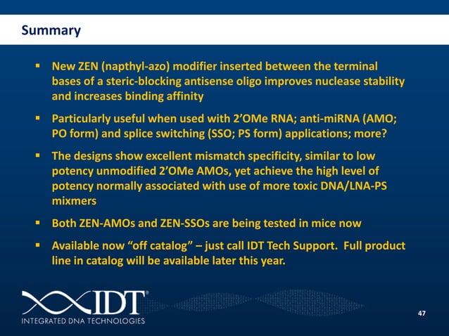 Improved Anti-miRNA (AMOs) and Splice-Switching Oligonucleotides (SSOs ...