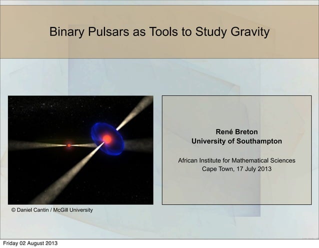 Binary pulsars as tools to study gravity | PPT