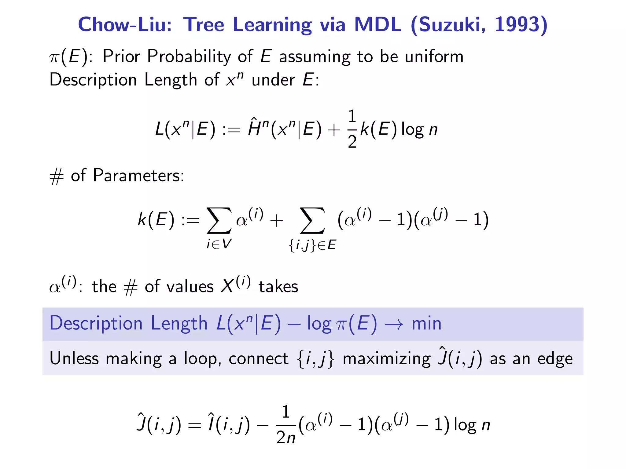 The Universal Bayesian Chow Liu Algorithm Ppt