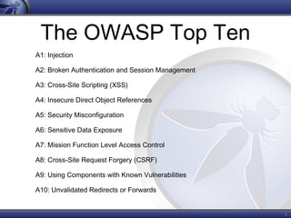 The OWASP Top 10 Most Critical Web App Security Risks - TdT@Cluj #20 | PPT