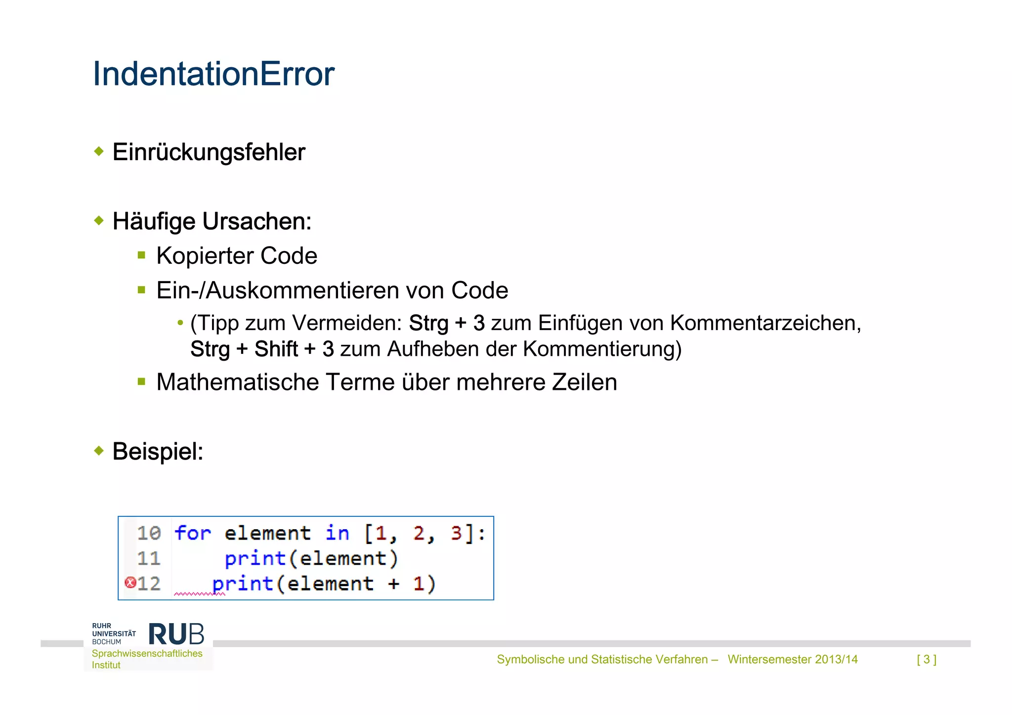 "Little Shop of Errors": Leicht zu erzeugende Fehler in Python