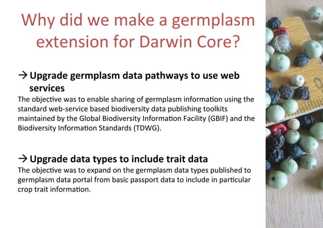 Darwin Core extension for germplasm (11th December 2013) | PPT