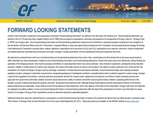 Energy Fuels Inc. - Investor Presentation | PPT