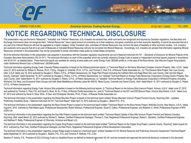 Energy Fuels Inc. - Investor Presentation | PPT