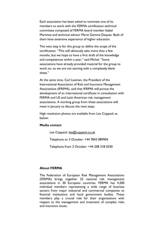 FERMA Press Release "Certification" | DOCX