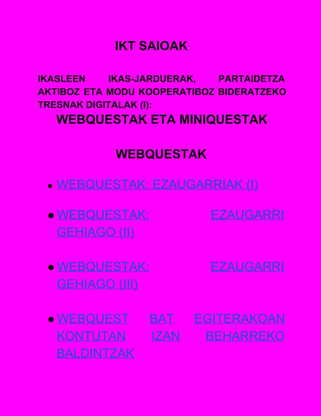 2013 14.IKT SAIOAK.WEBQUESTAK ETA MINIQUESTAK | PDF