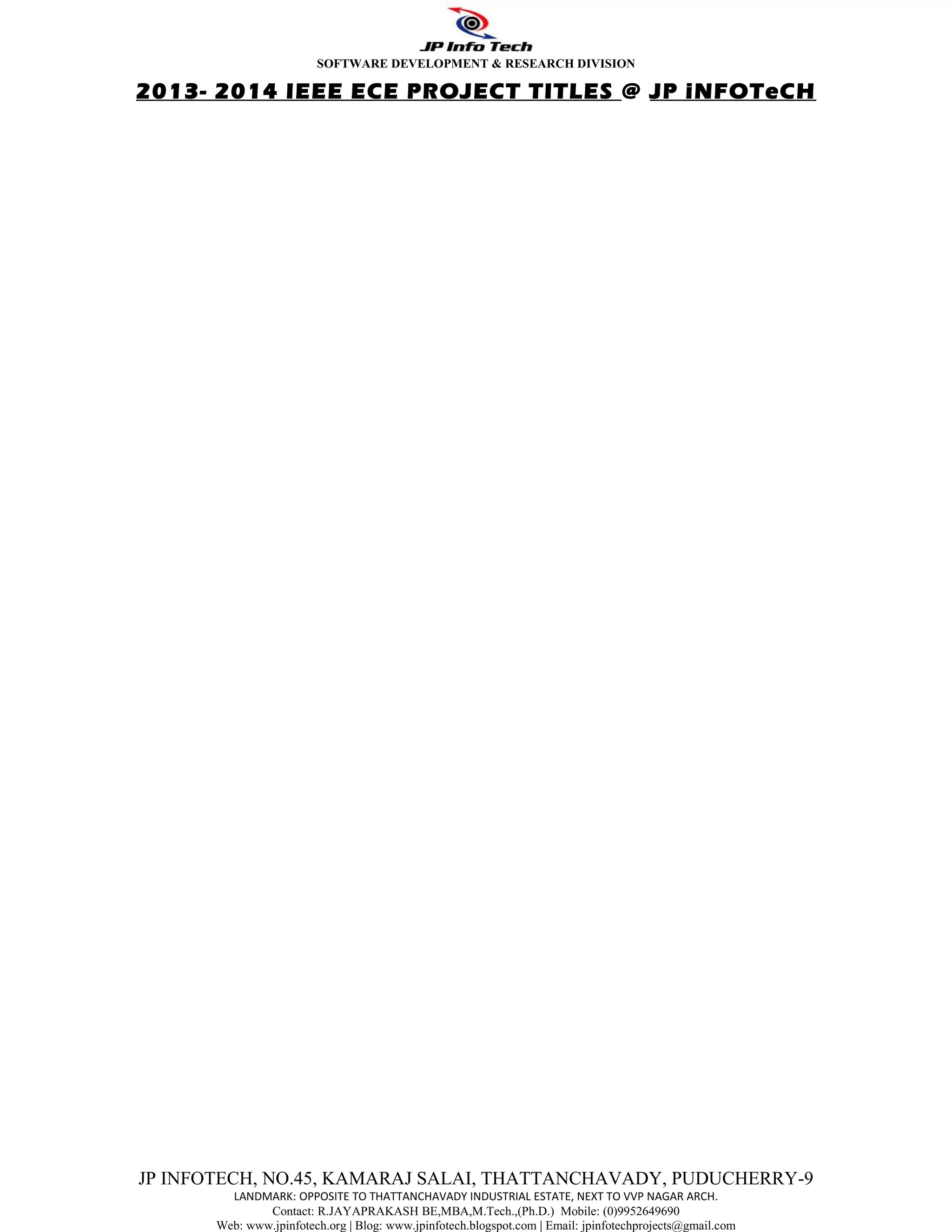 IEEE PROJECTS FOR ECE 2013 2014 | PDF