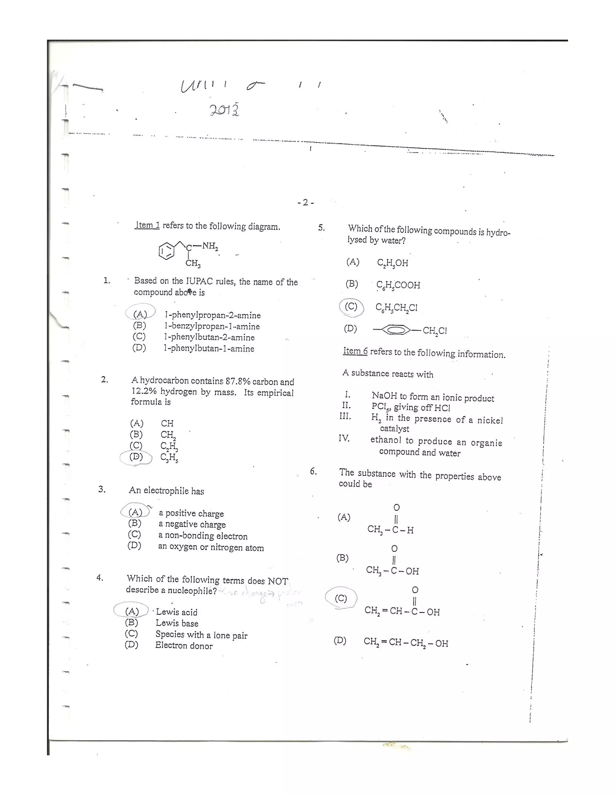 CAPE Chemistry Unit 2 Paper 1 2013 | PDF