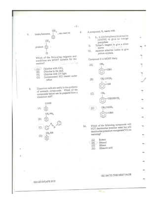 CAPE Chemistry Unit 2 Paper 1 2013 | PDF