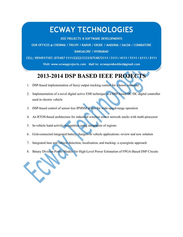 2013 2014 ieee dsp based projects | PDF