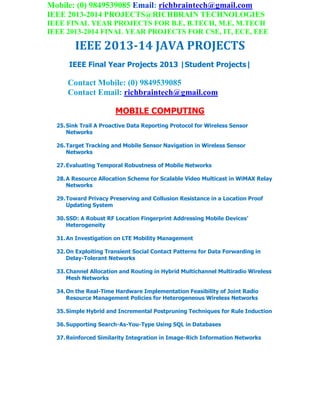 2013 2014 ieee java projects richbraintechnologies | PDF