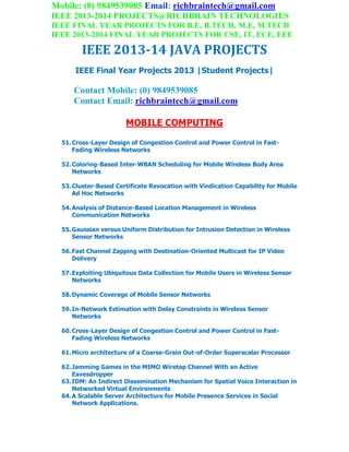 2013 2014 ieee java projects richbraintechnologies | PDF
