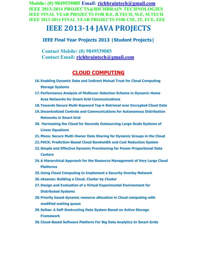 2013 2014 ieee java projects richbraintechnologies | PDF