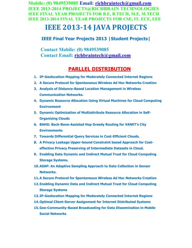 2013 2014 ieee java projects richbraintechnologies | PDF
