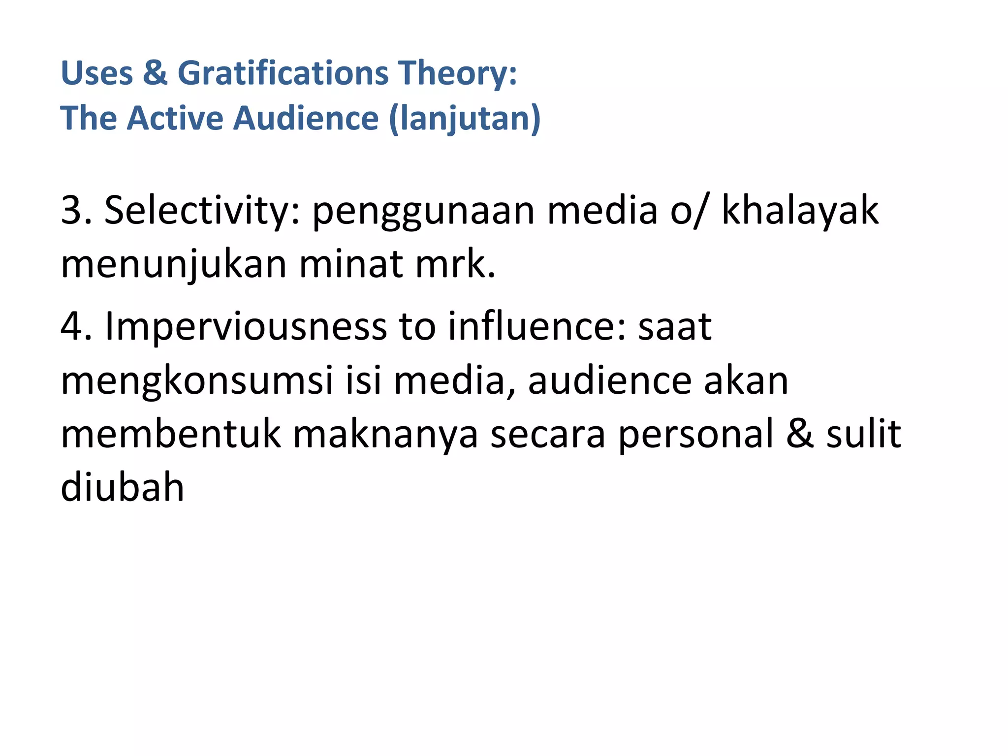 Cultivation analysis & uses and gratification theory | PDF