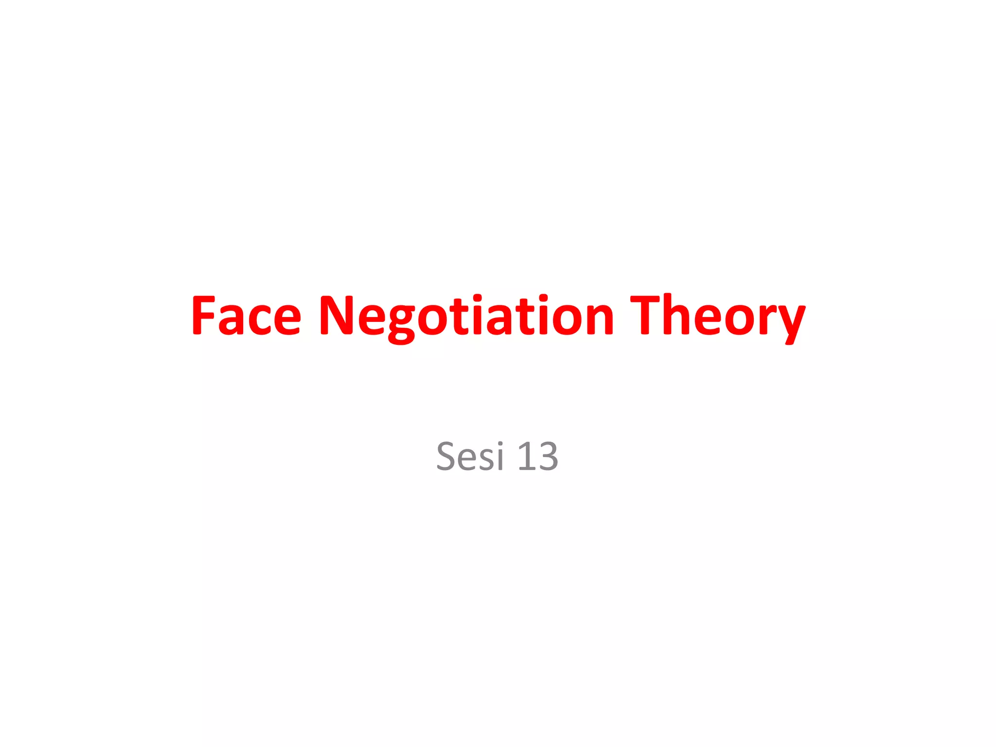 face negotiation theory | PDF