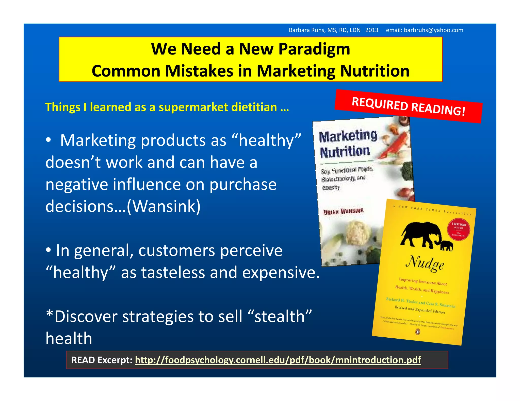 The Business of Nutrition: Supermarket Dietitians | PPT