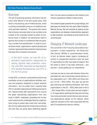 Data Protection Maturity Survey Results 2013 | PDF | Computing | Technology & Computing