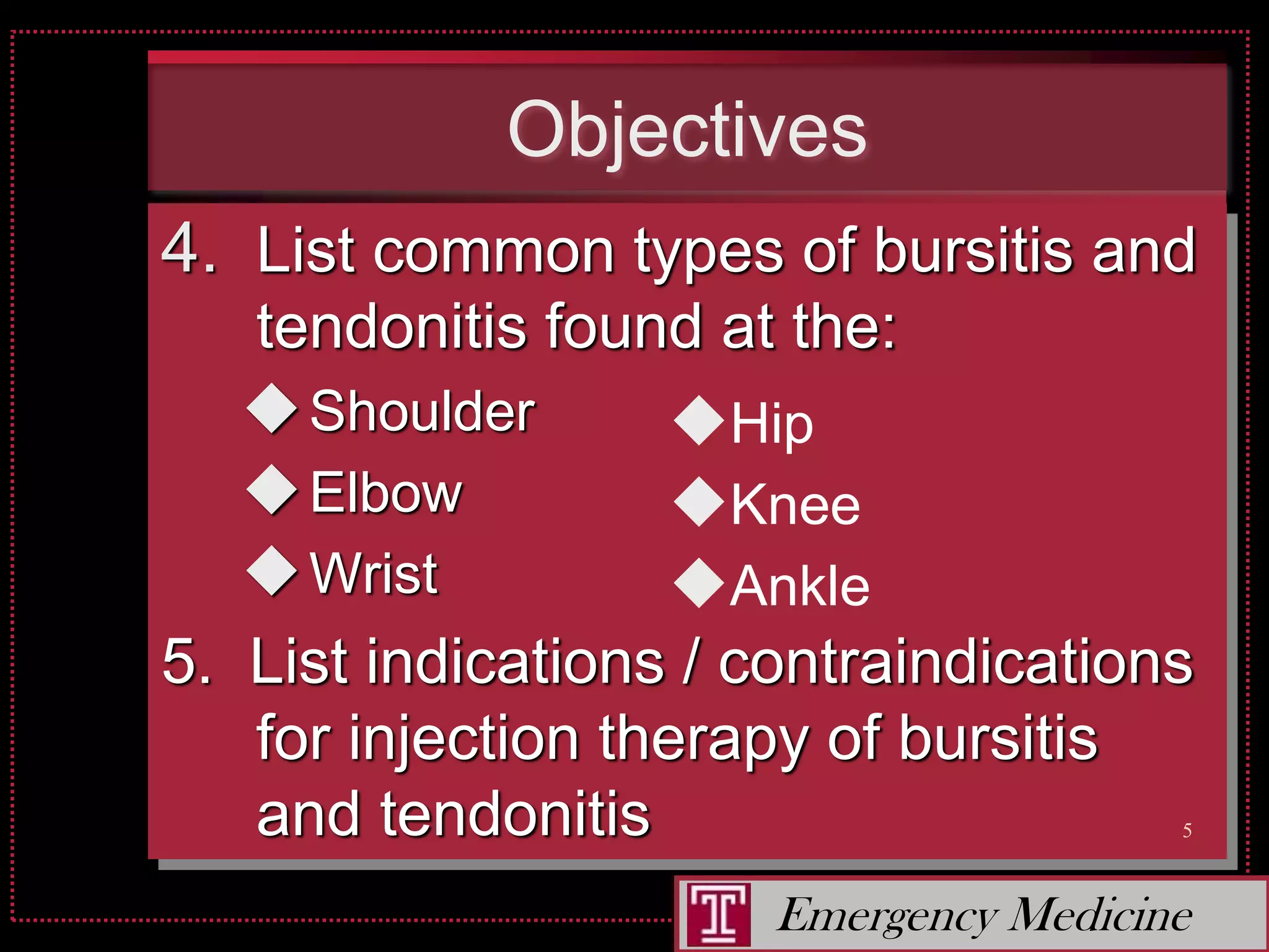 GEMC- Bursitis, Tendonitis, Fibromyalgia, and RSD- Resident Training | PDF