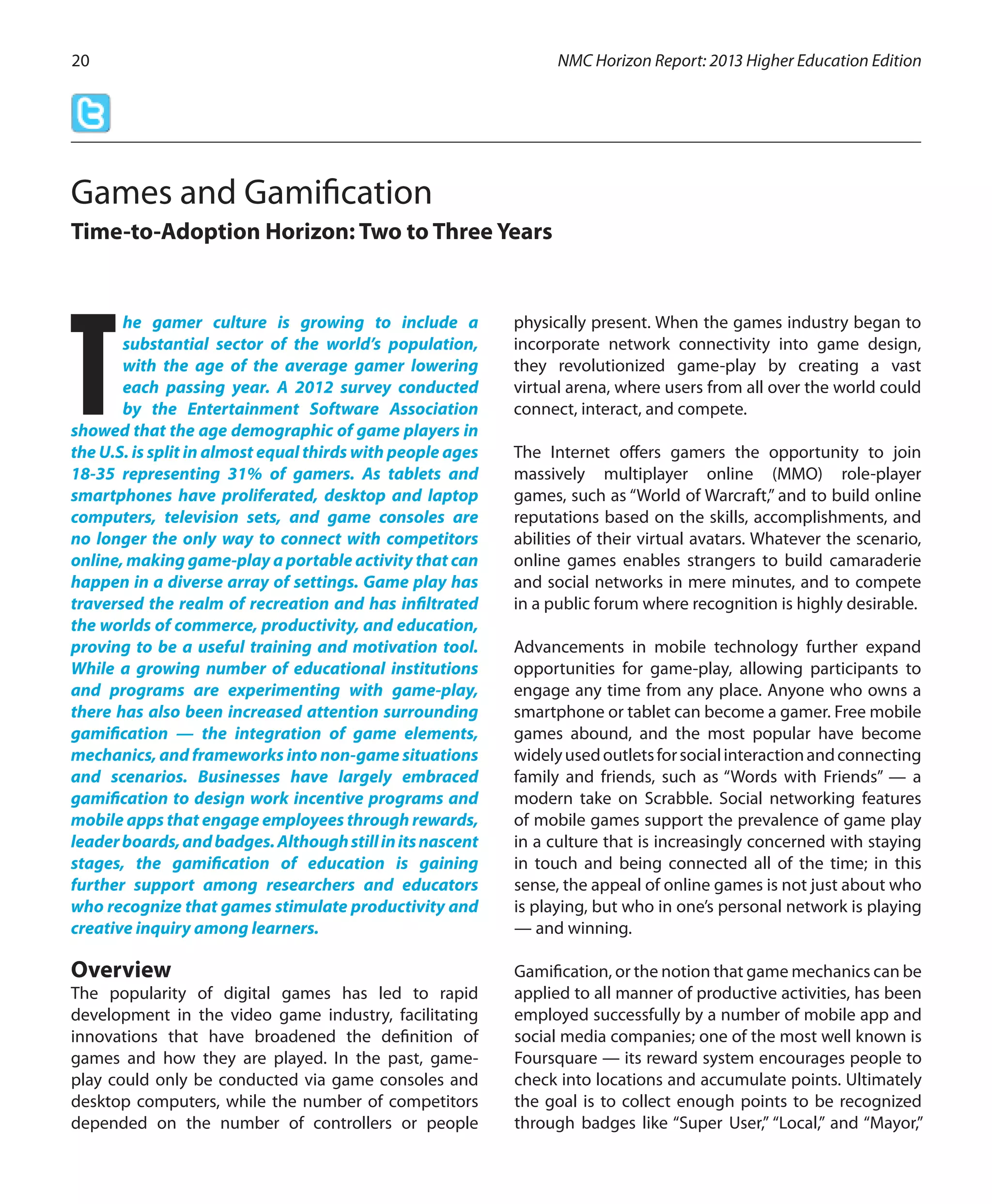 Games & gamification: 2013 Horizon HE | PDF